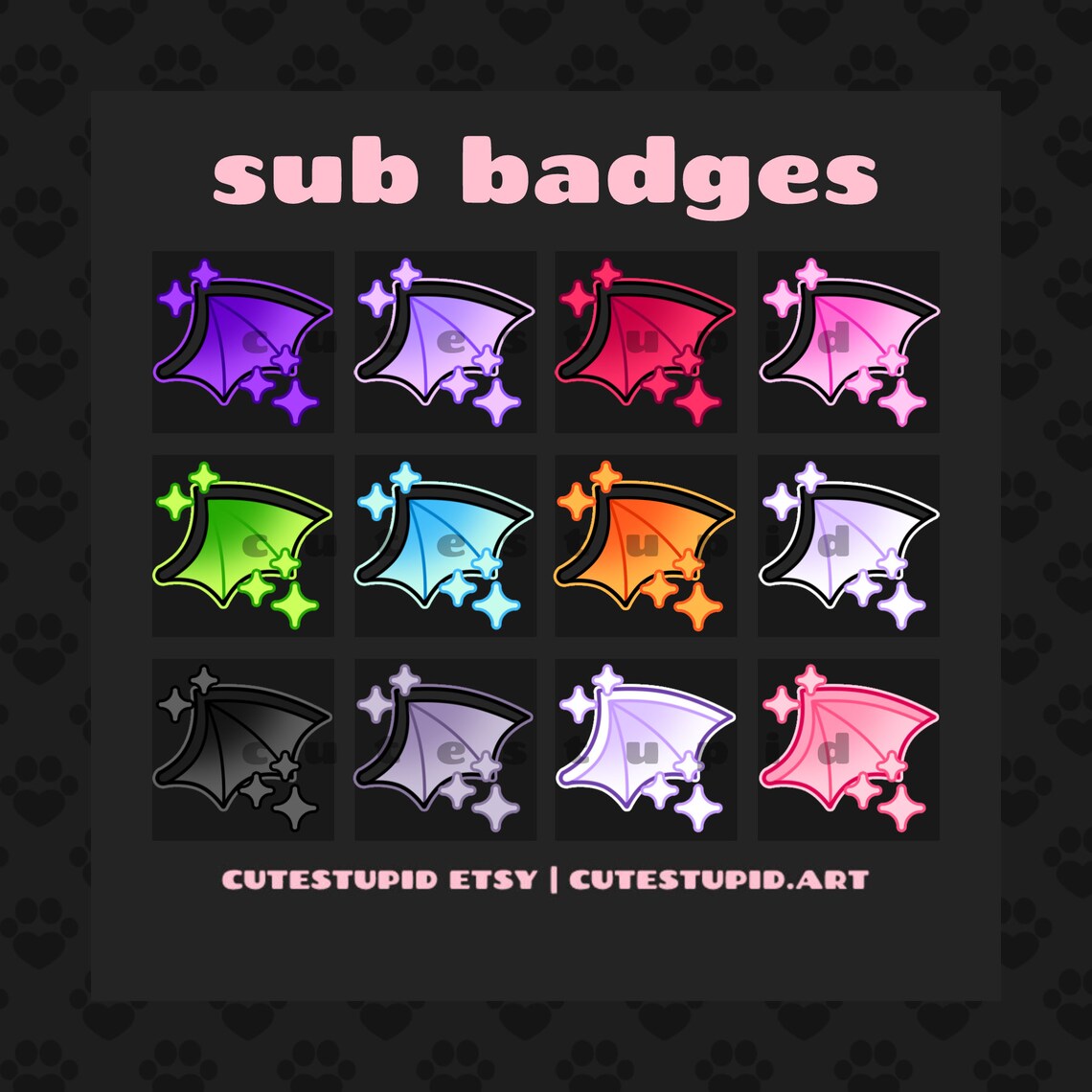 Bat Wing Pack Twitch Sub Badges, Bits, Channel Points - Etsy