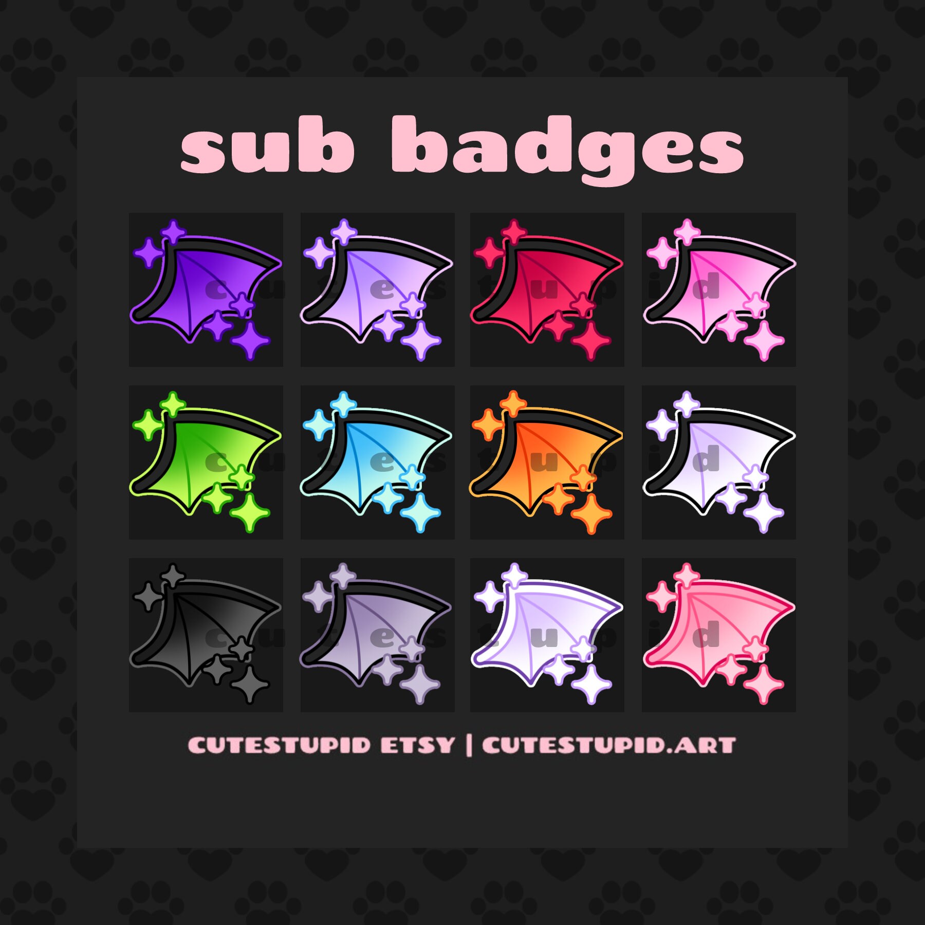 Bat Wing Pack Twitch Sub Badges, Bits, Channel Points - Etsy