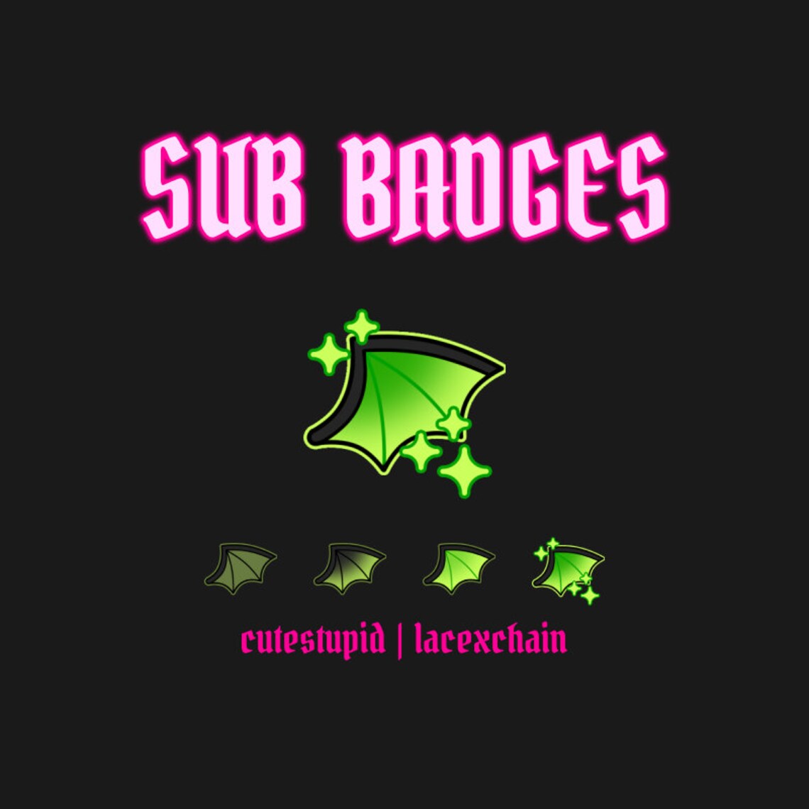 Bat Wing Sub Badges | Green - Etsy