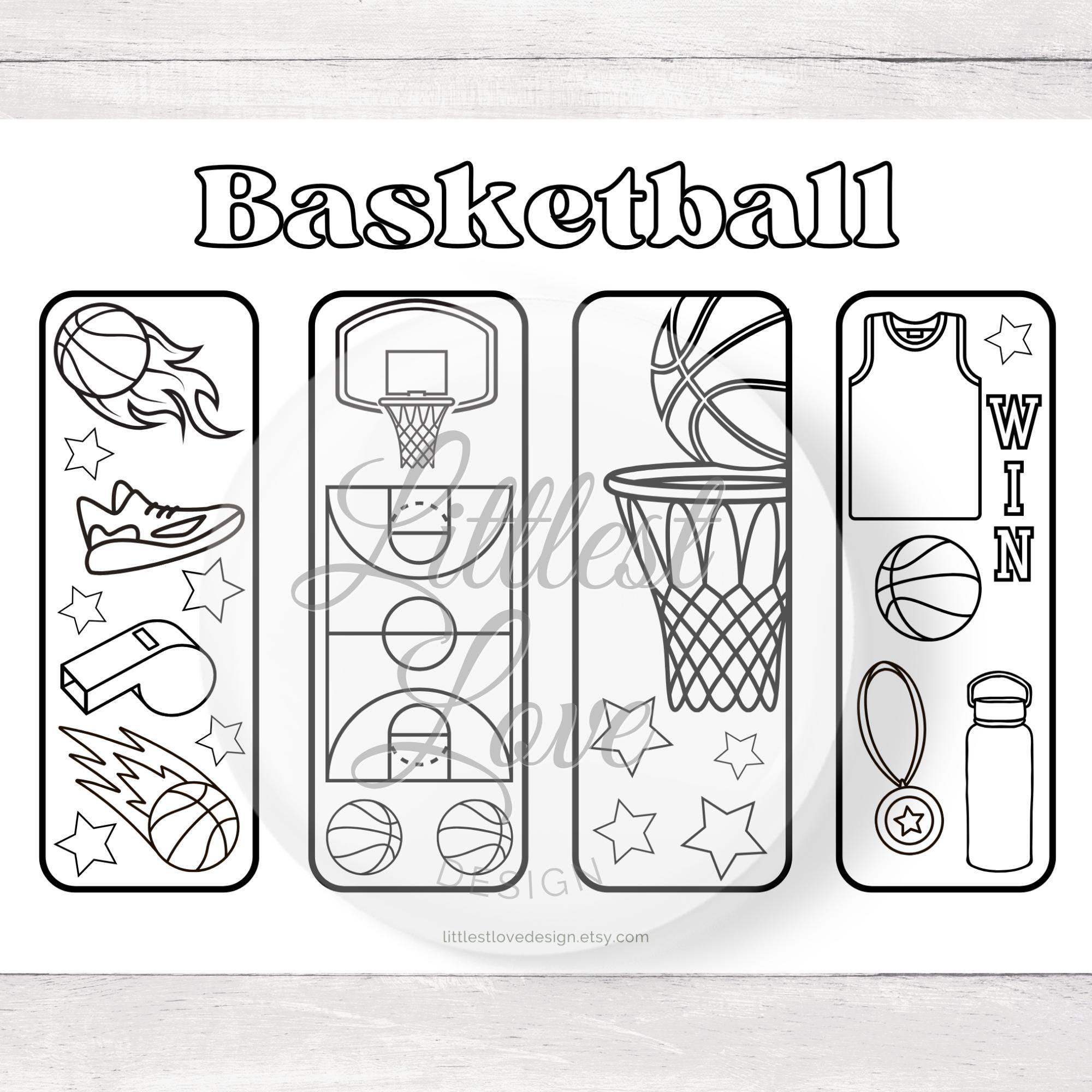 Basketball Coloring Bookmarks - Party Favors - Printable Kids Craft ...