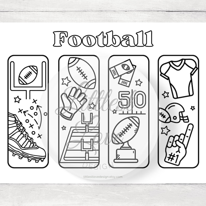 Football Coloring Bookmarks Printable | DIY Sports Bookmarks for Kids ...