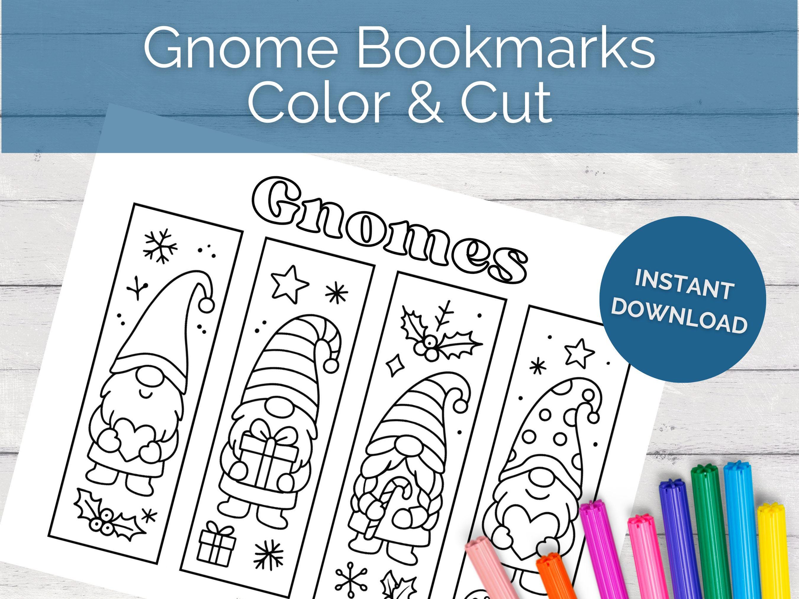 Gnome Coloring Bookmarks | Printable Christmas Gnomes | Bookmarks ...