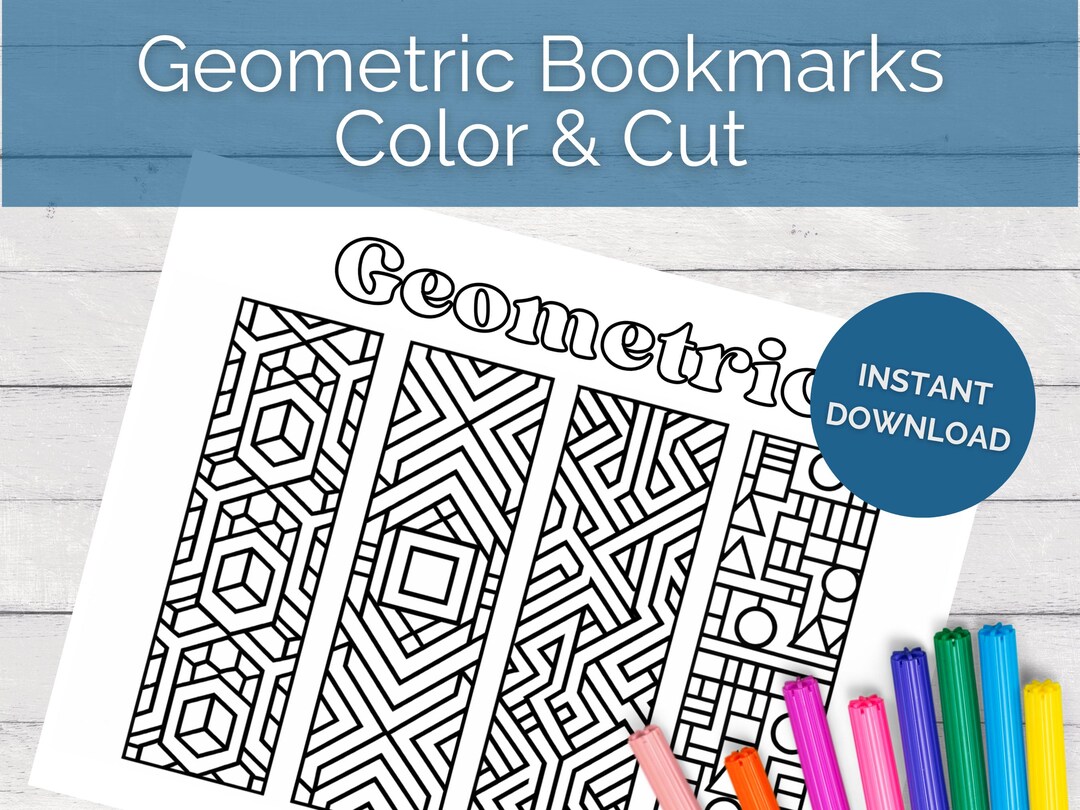 Geometric Coloring Bookmarks | Minimalist Pattern DIY (PDF) - Etsy