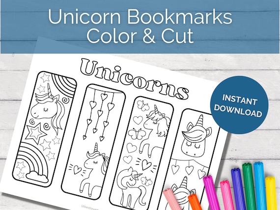 Unicorn Coloring Bookmarks Bookmarks to Color Kids - Etsy
