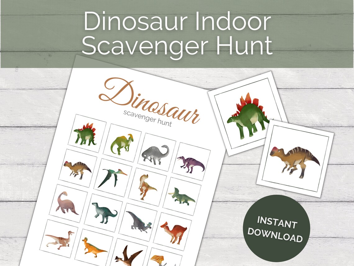 Dinosaur Scavenger Hunt - Kids Activity - Children Kids Family Activity ...