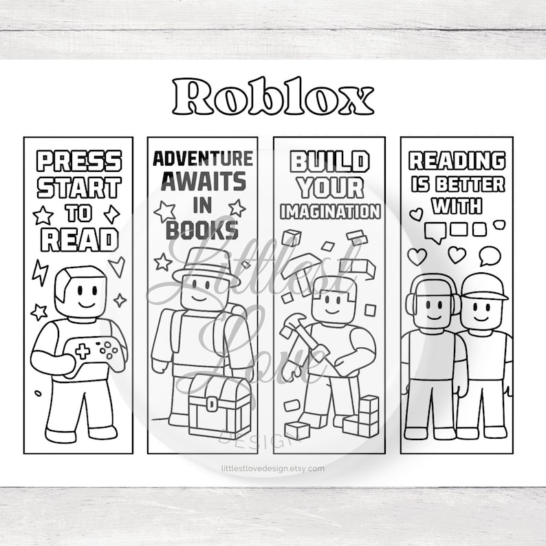 Roblox-inspired Coloring Bookmarks: Gamer Party Favors (printable PDF ...