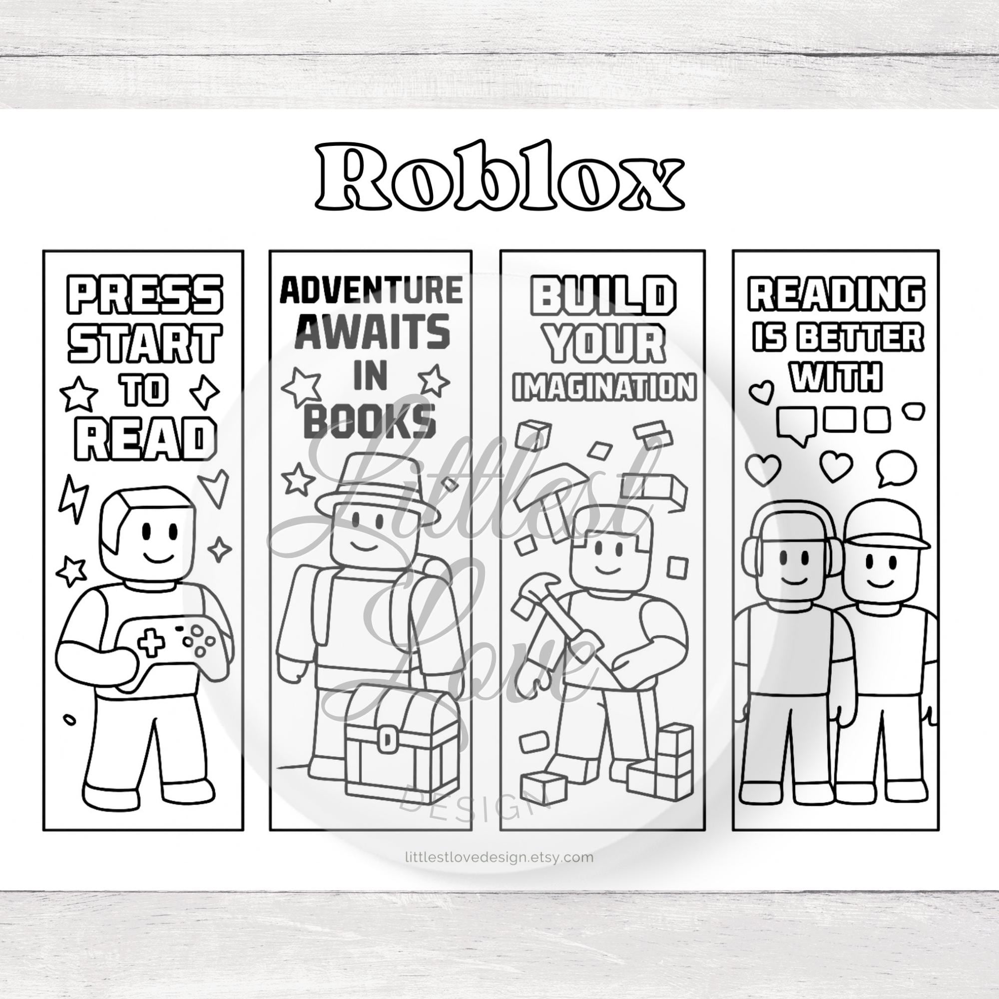 Roblox-inspired Coloring Bookmarks: Gamer Party Favors (printable PDF ...