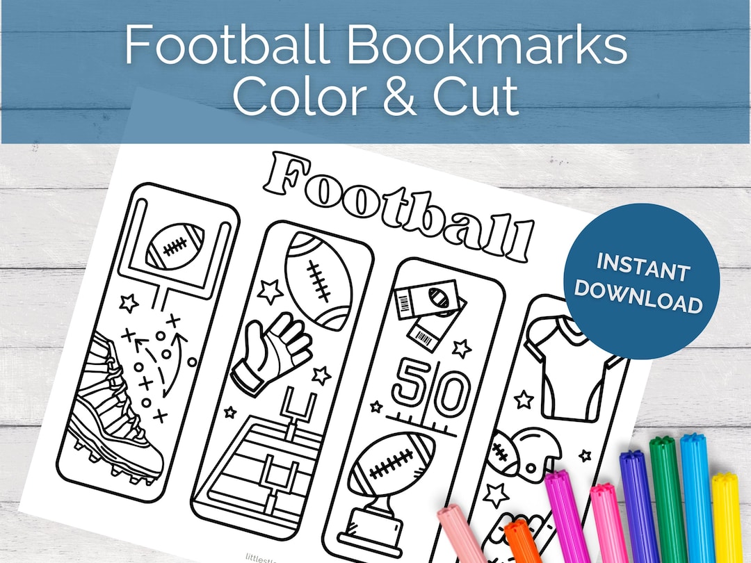 Football Coloring Bookmarks Printable | DIY Sports Bookmarks for Kids ...
