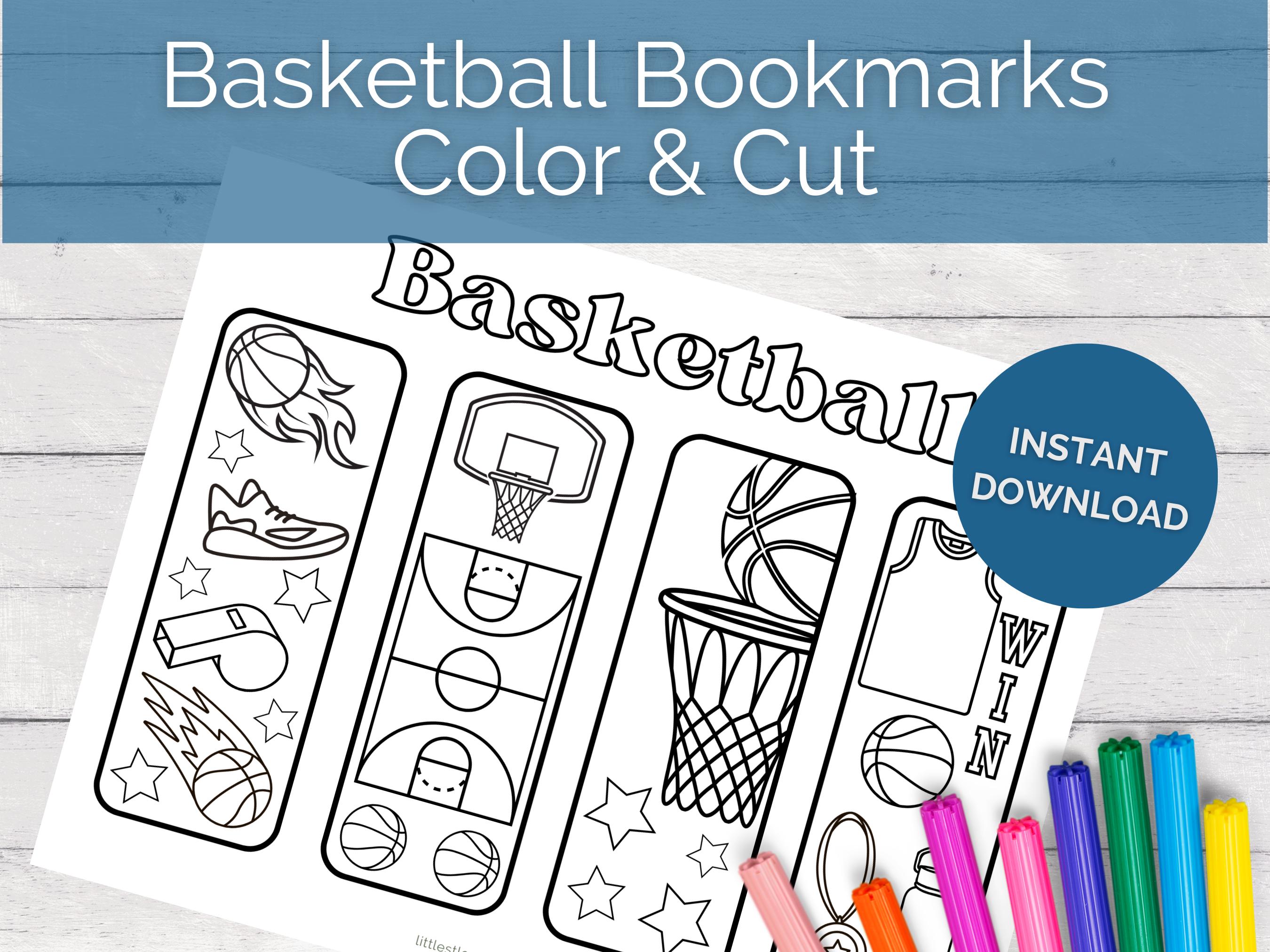 Basketball Coloring Bookmarks - Party Favors - Printable Kids Craft ...