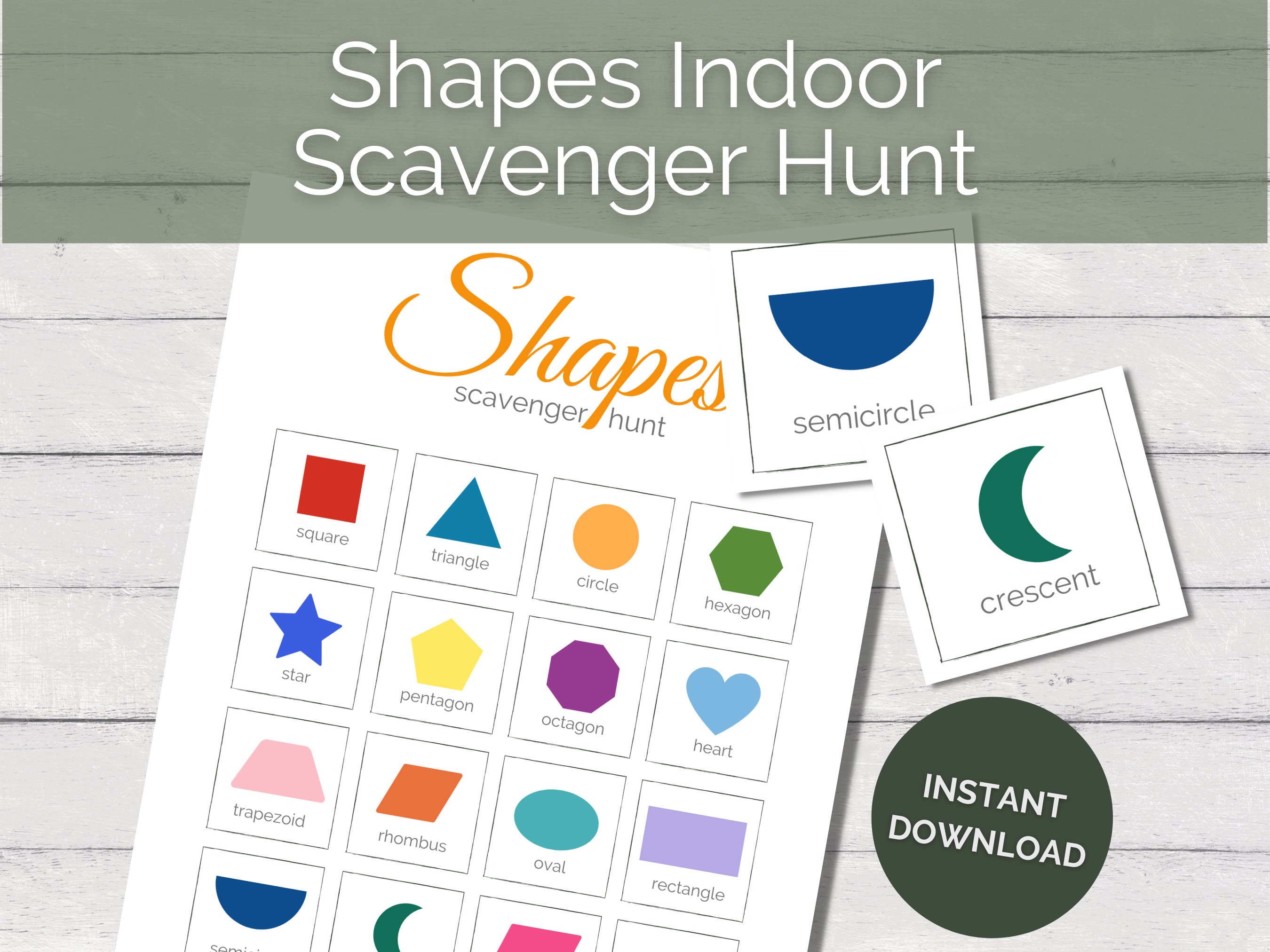 Shapes Scavenger Hunt - Kids Activity - Children Kids Family Activity ...