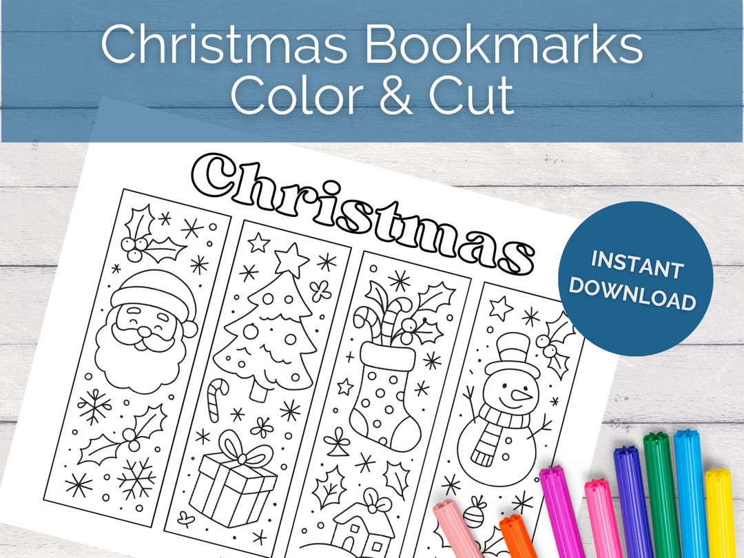 Christmas Coloring Bookmarks | Printable Holiday Bookmarks | Santa ...