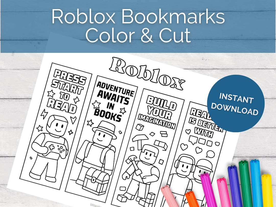 Roblox-inspired Coloring Bookmarks: Gamer Party Favors (printable PDF ...