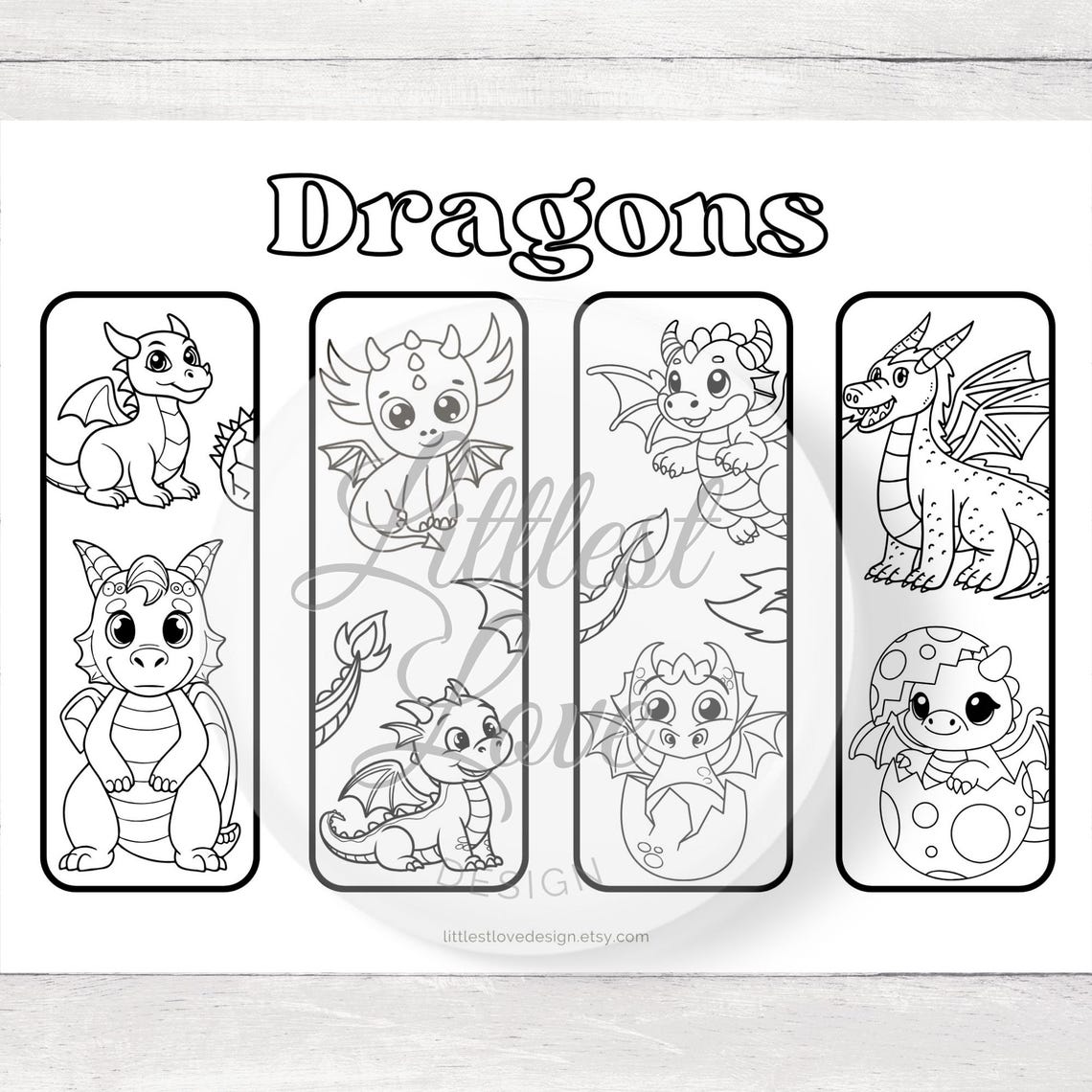 Printable Dragon Coloring Bookmarks: Fantasy DIY Reading Reward ...