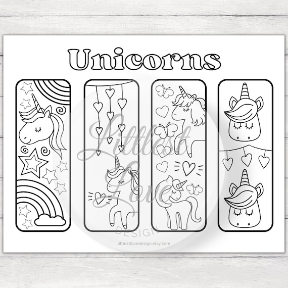 Unicorn Coloring Bookmarks Bookmarks Coloring Page Instant, 60% OFF
