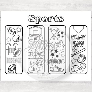 Sports Coloring Bookmarks Bookmarks to Color Football Basketball ...