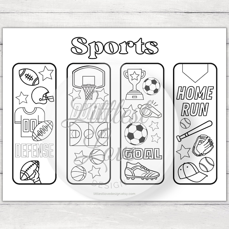 Sports Coloring Bookmarks Bookmarks to Color Football Basketball ...
