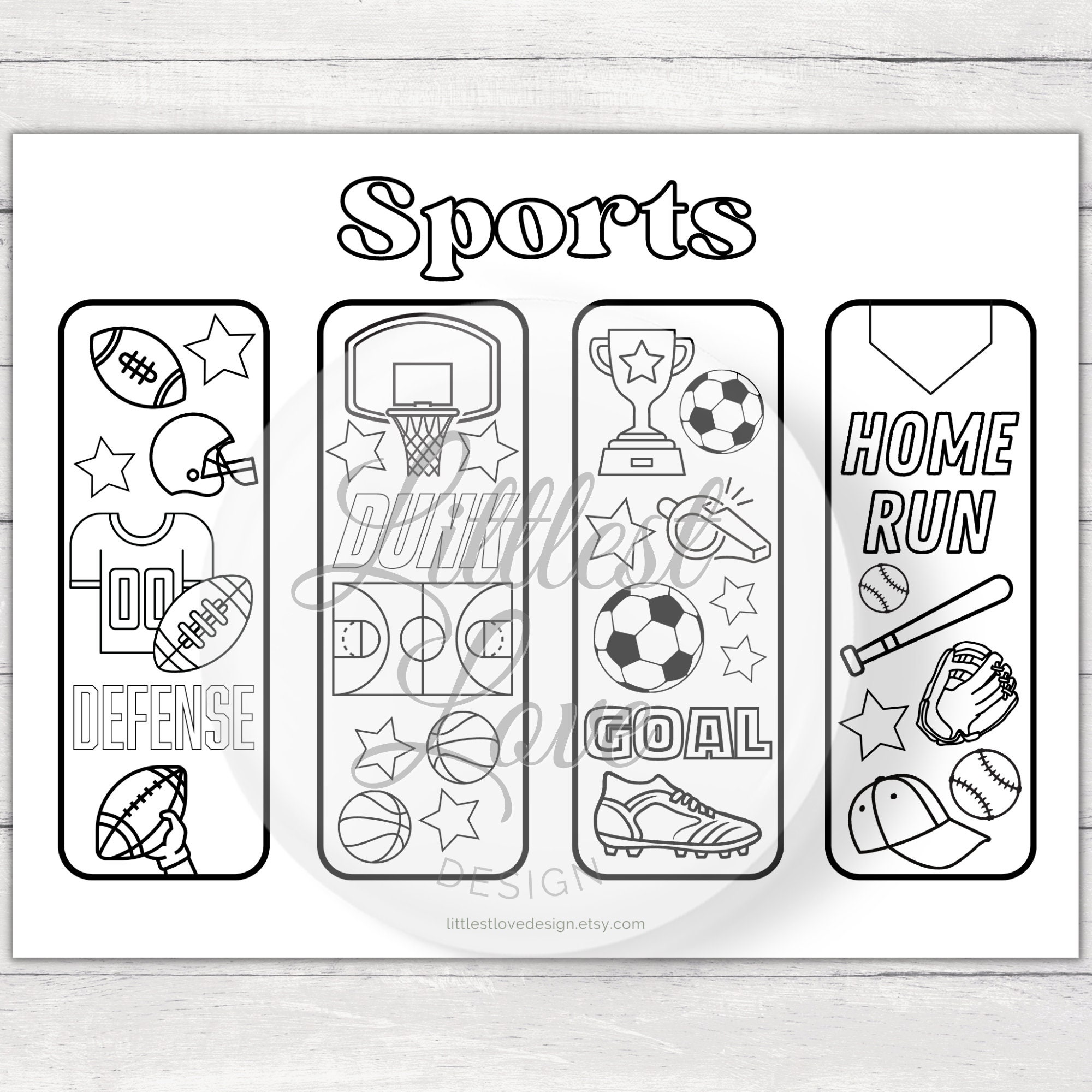 Sports Coloring Bookmarks Bookmarks to Color Football Basketball ...