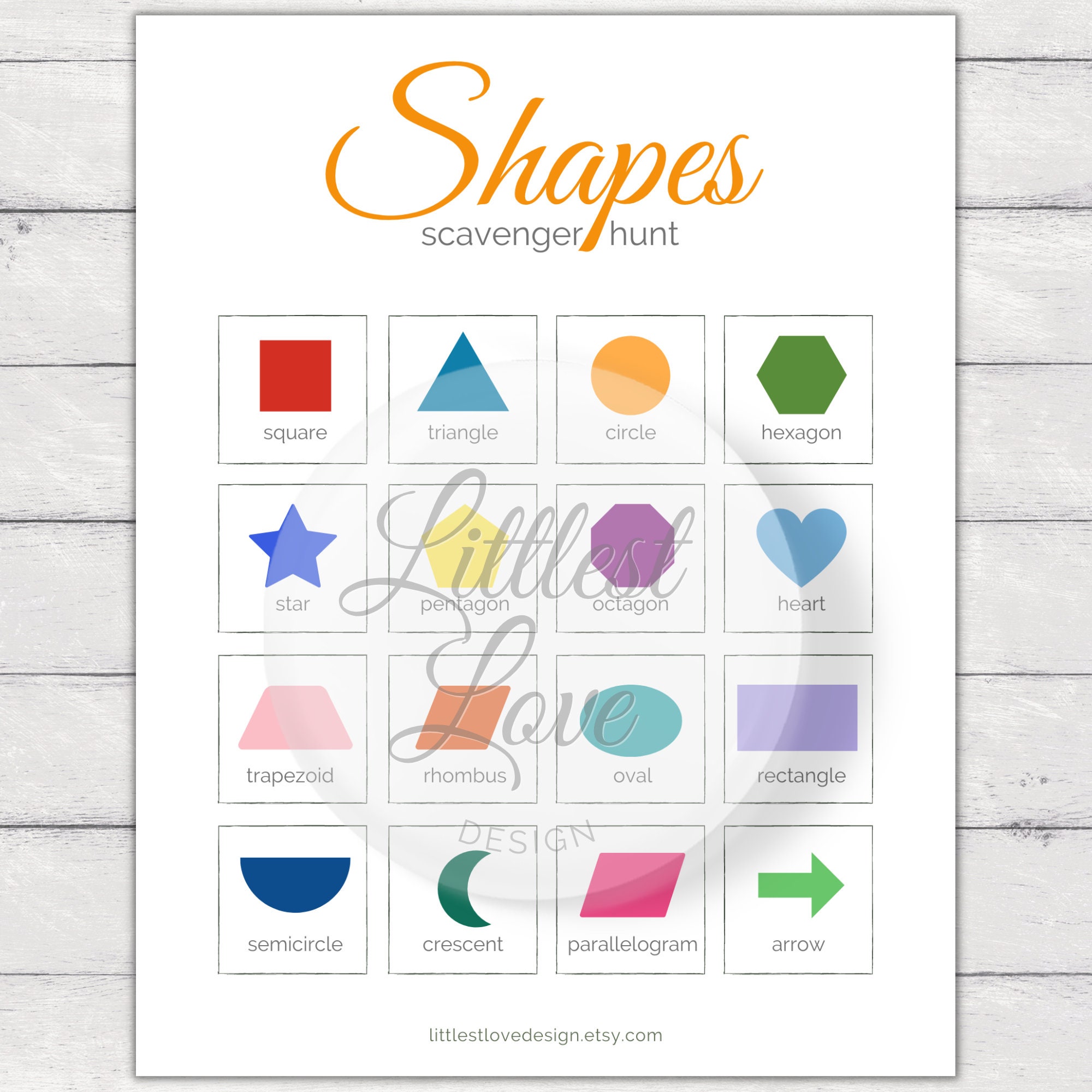 Shapes Scavenger Hunt - Kids Activity - Children Kids Family Activity ...