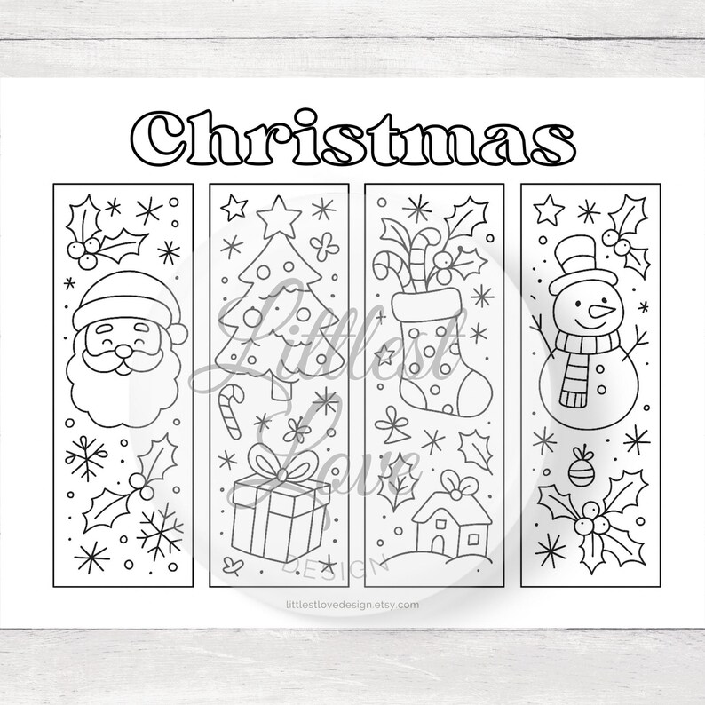 Christmas Coloring Bookmarks | Printable Holiday Bookmarks | Santa ...