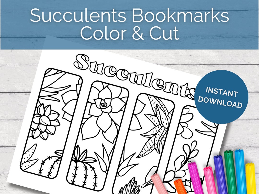 Succulents Coloring Bookmarks - Succulents Bookmarks - Coloring ...