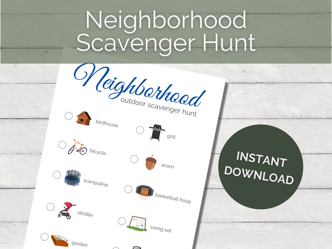 Neighborhood Scavenger Hunt - Outdoor Kids Activity - Children Kids ...