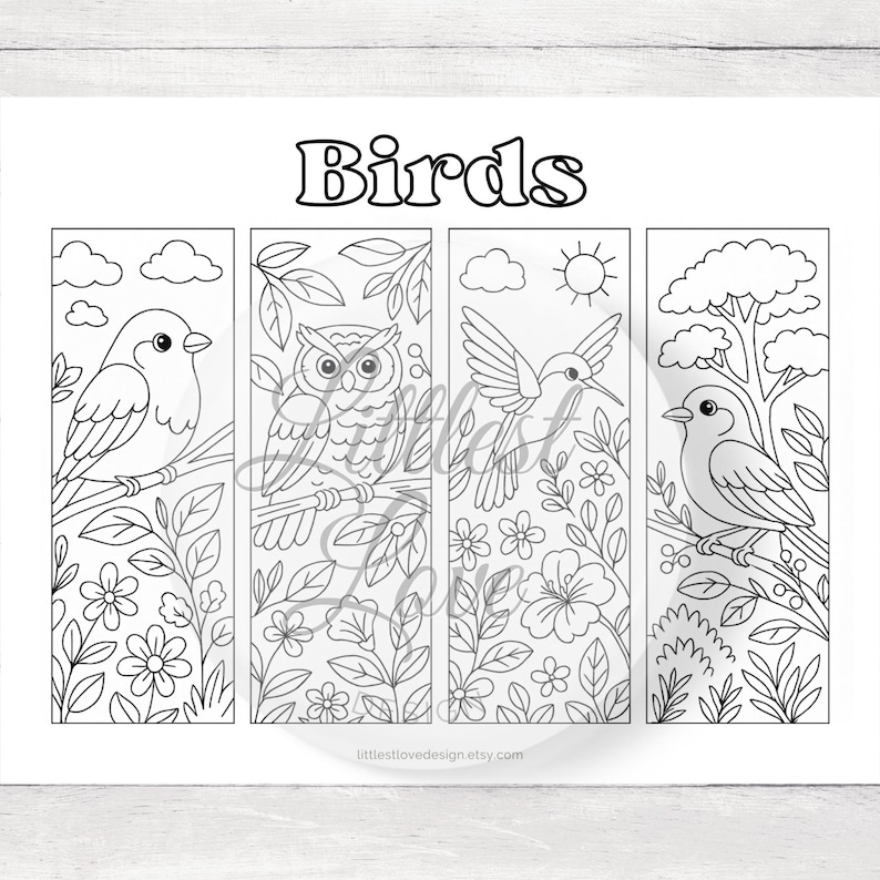 Printable Bird Coloring Bookmarks | Nature Bookmarks for Adults & Kids ...