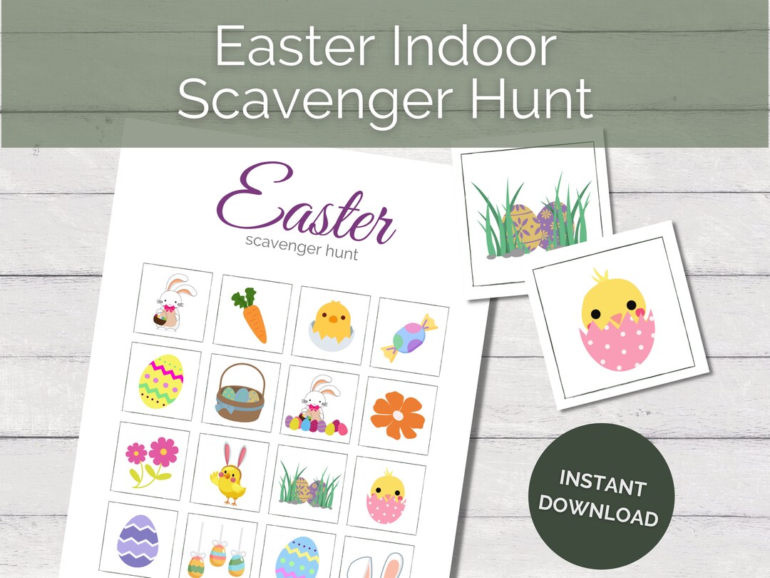 Easter Indoor Scavenger Hunt Printable - 6-page Digital Download for ...