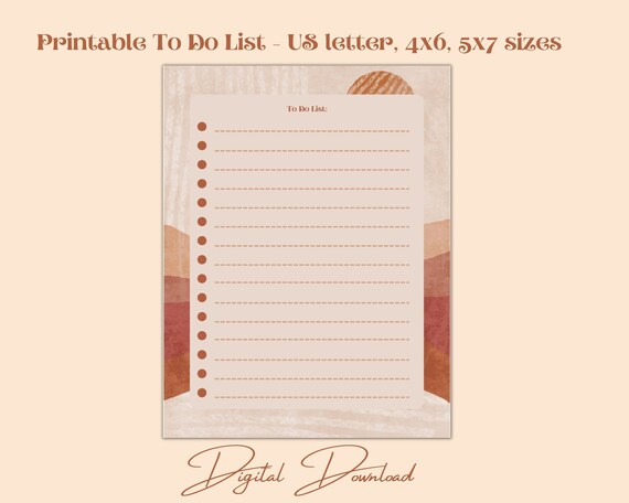 Boho Printable to Do List to Do List Planner Digital - Etsy