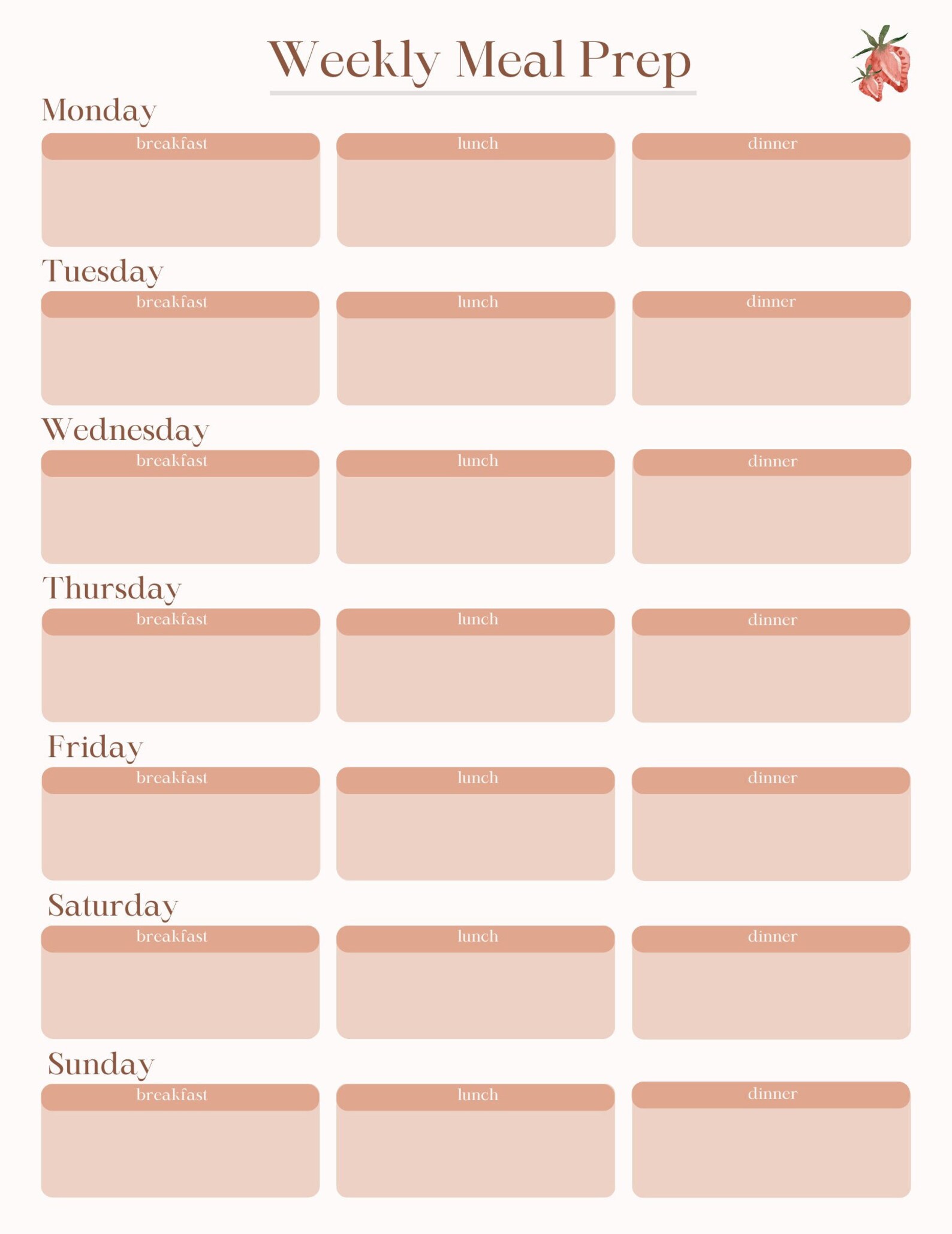 Printable Weekly Meal Prep Planner, Digital Planner, Pink Meal Prep ...