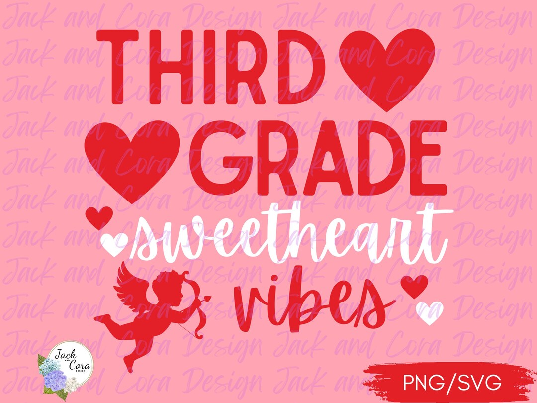 Third Grade Valentine's Day Svg Png, 3rd Grade Heart Svg Png, Cupid ...