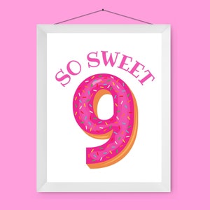 9 Years Old Girl SVG | so Sweet 9 Donut Birthday Svg | 9th Birthday ...