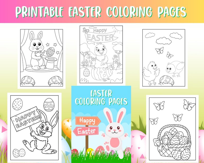 Printable Easter Egg Coloring Pages Digital Happy Easter and Spring ...