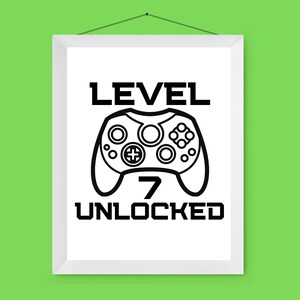 Level 7 Unlocked SVG PNG | 7th Birthday Boy SVG | Game Controller Svg ...