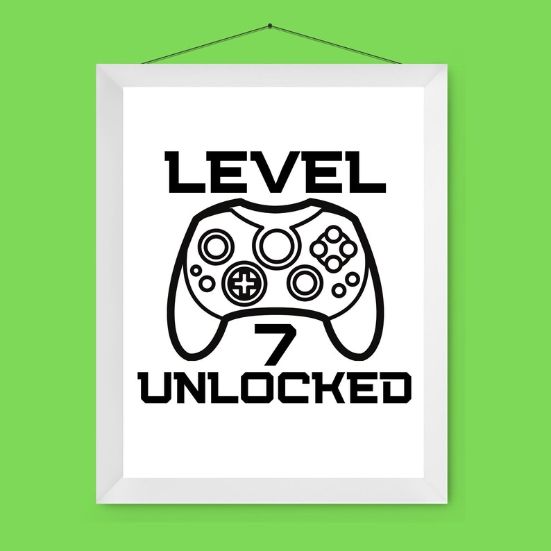 Level 7 Unlocked SVG PNG | 7th Birthday Boy SVG | Game Controller Svg ...