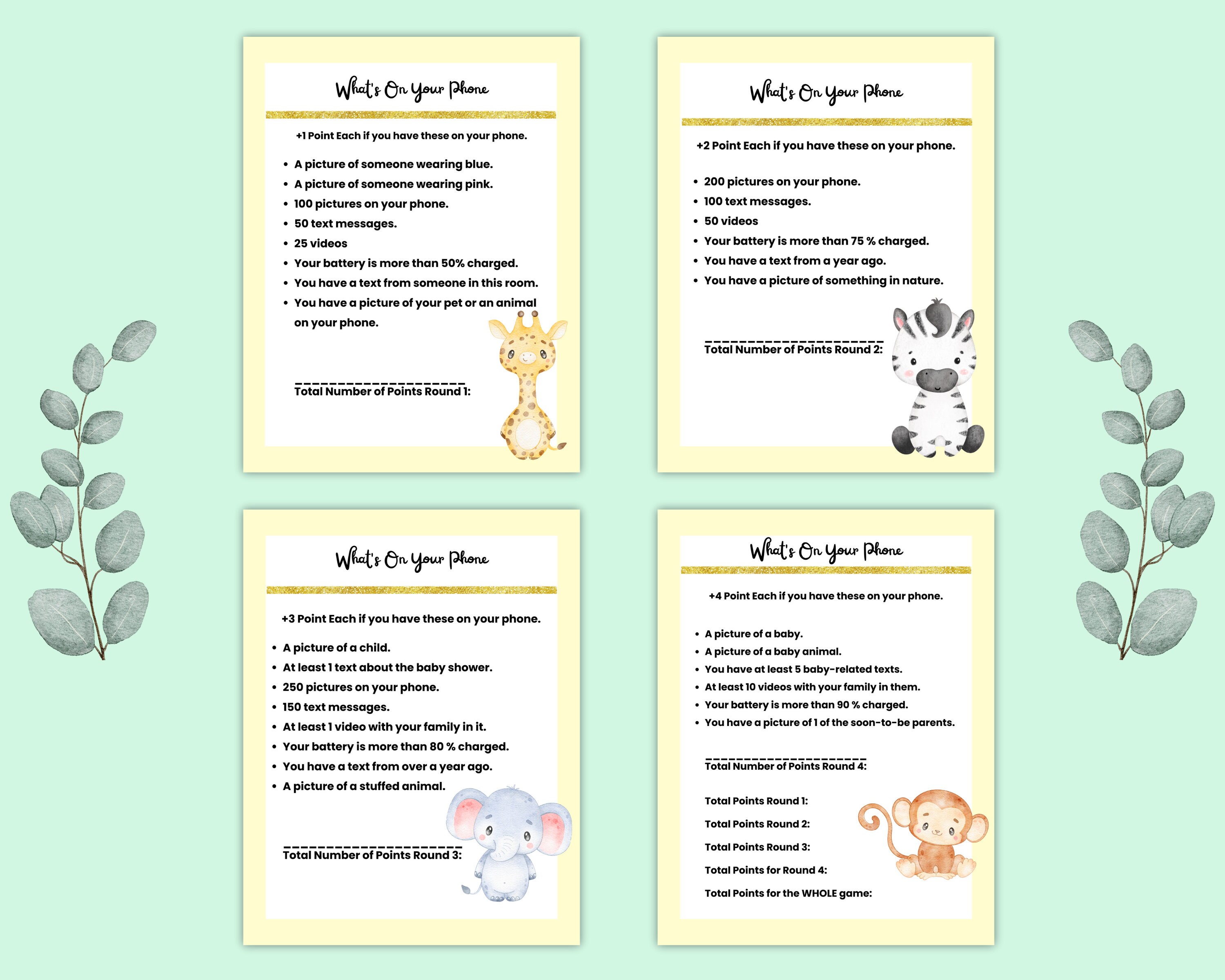 Printable Jungle Safari Baby Shower Games & Activities Animal Themed ...