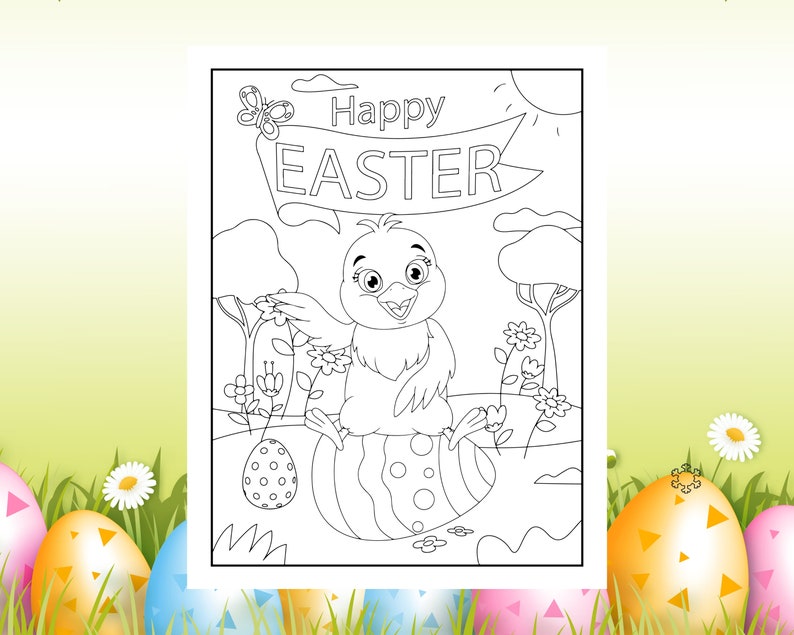 Printable Easter Egg Coloring Pages Digital Happy Easter and Spring ...