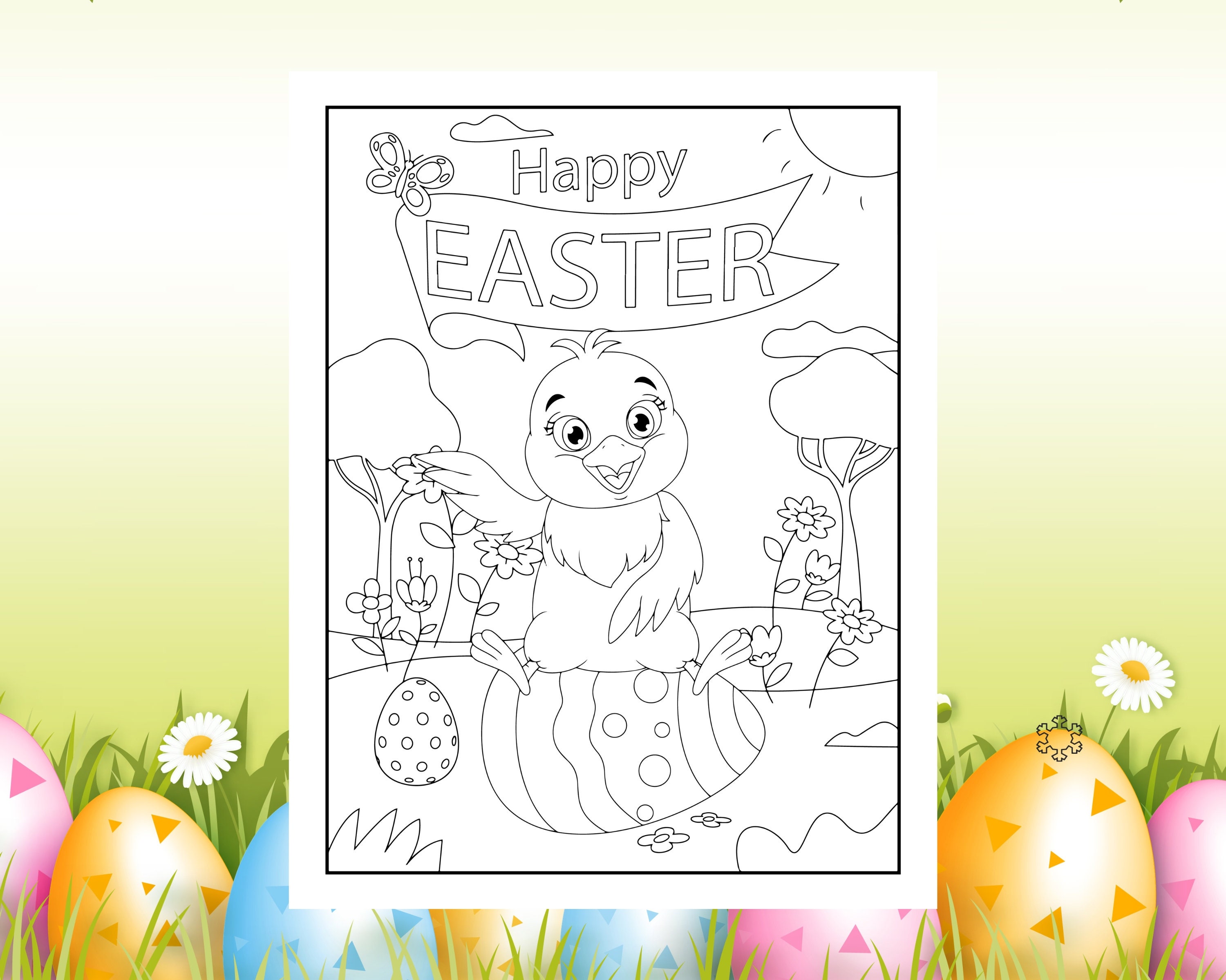 Printable Easter Egg Coloring Pages Digital Happy Easter and Spring ...