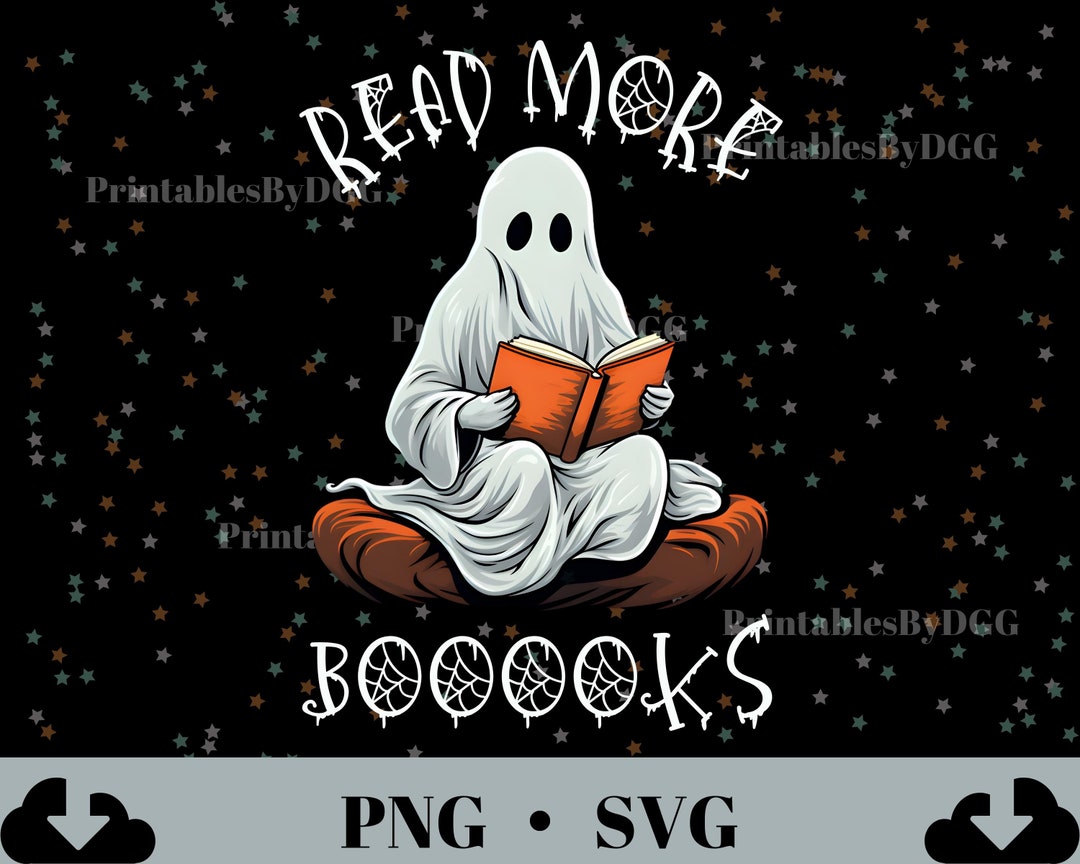 Read More Booooks PNG Spooky Book SVG Ghost Reading Book Png Halloween ...
