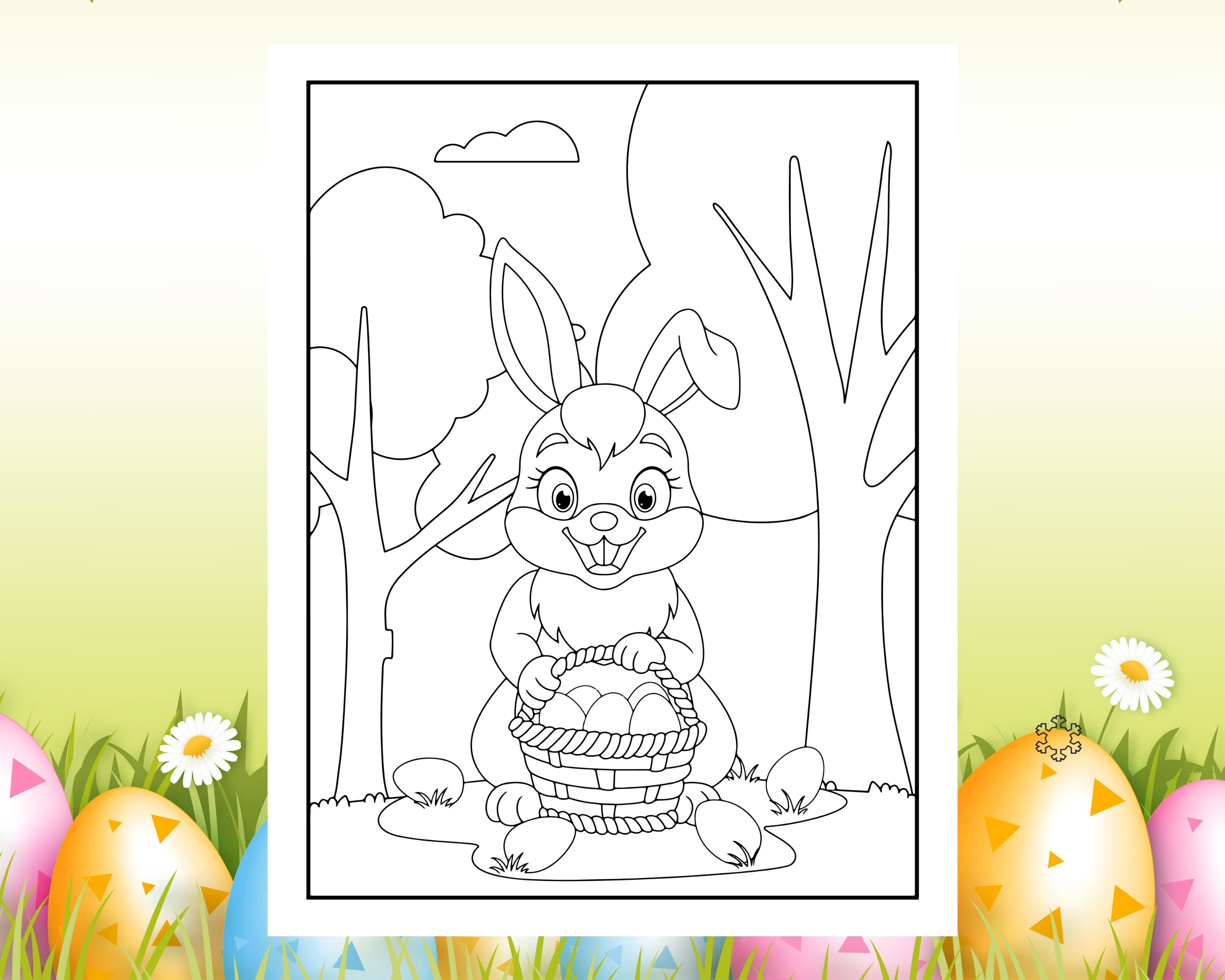 Easter Basket Coloring Pages Printable Happy Easter and Spring Coloring ...