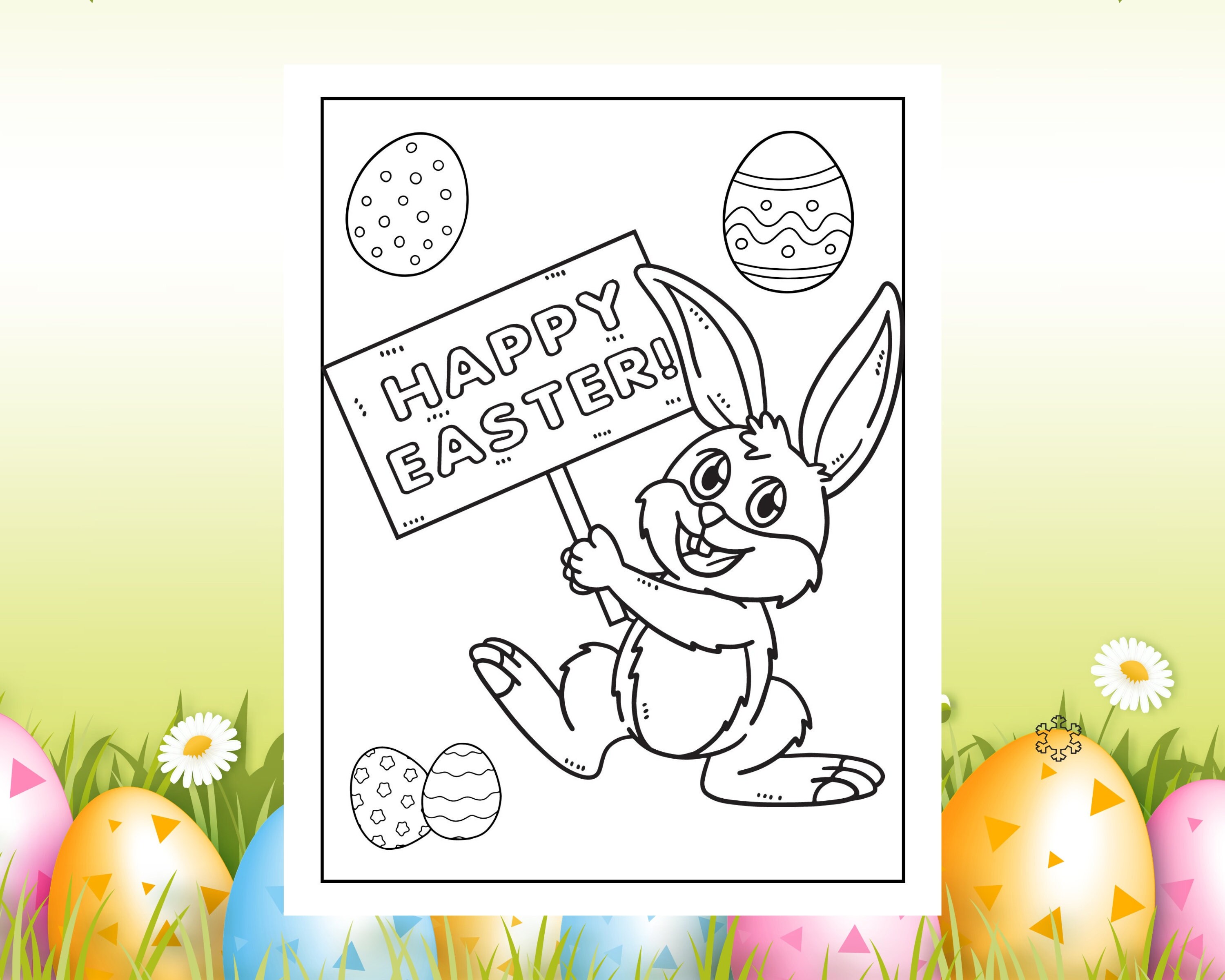 Printable Easter Egg Coloring Pages Digital Happy Easter and Spring ...
