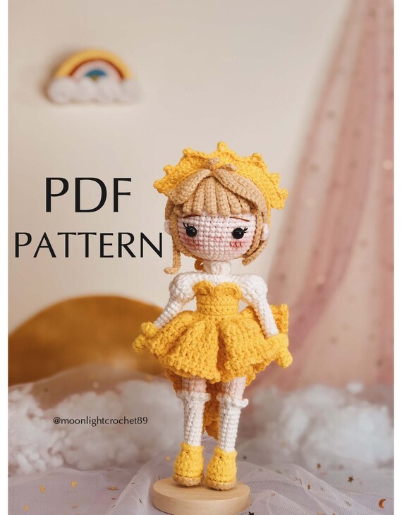 Crochet Doll Pattern Sakura doll Yellow dress Pattern - Etsy España