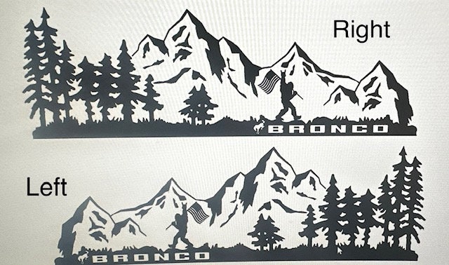 Bronco Sasquatch Mountain Decal W/ America Flag - Etsy