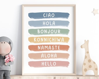 Hello in Different Languages Poster - Etsy