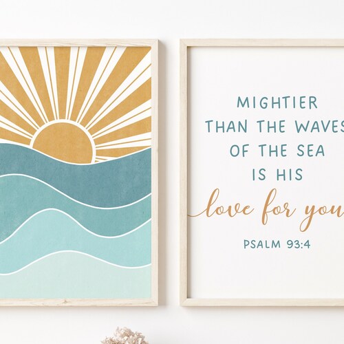 Mightier Than the Waves of the Sea Bible Verse Nautical Decor - Etsy