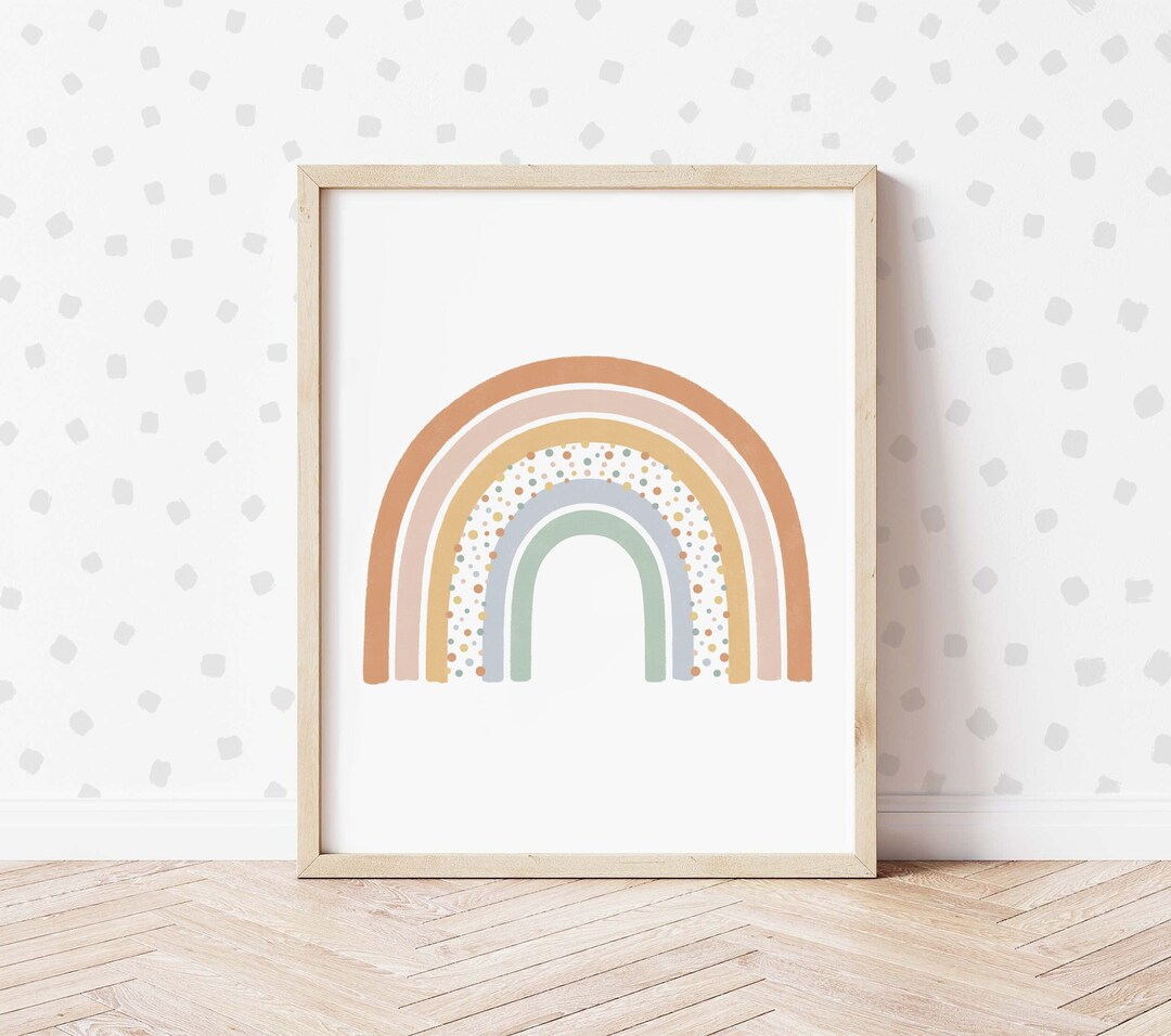Boho Nursery Rainbow Wall Art Digital Print, Rainbow Baby Room Decor ...