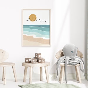 Nautical Decor Nursery Wall Art Kids Room Abstract Beach Wall - Etsy