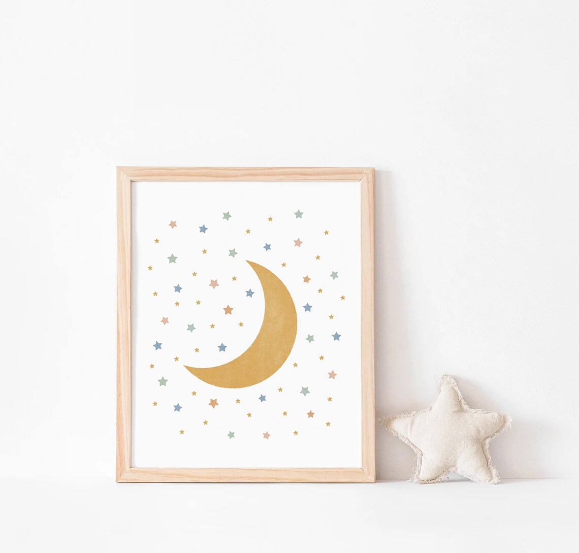 Sun Moon and Stars Nursery Decor Wall Art Prints Gender - Etsy