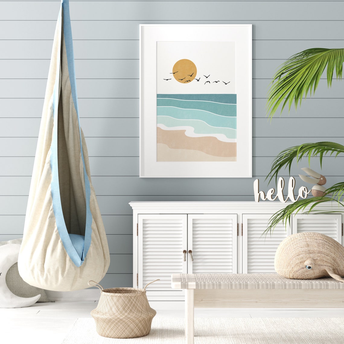 Nautical Decor Nursery Wall Art Kids Room Abstract Beach Wall - Etsy