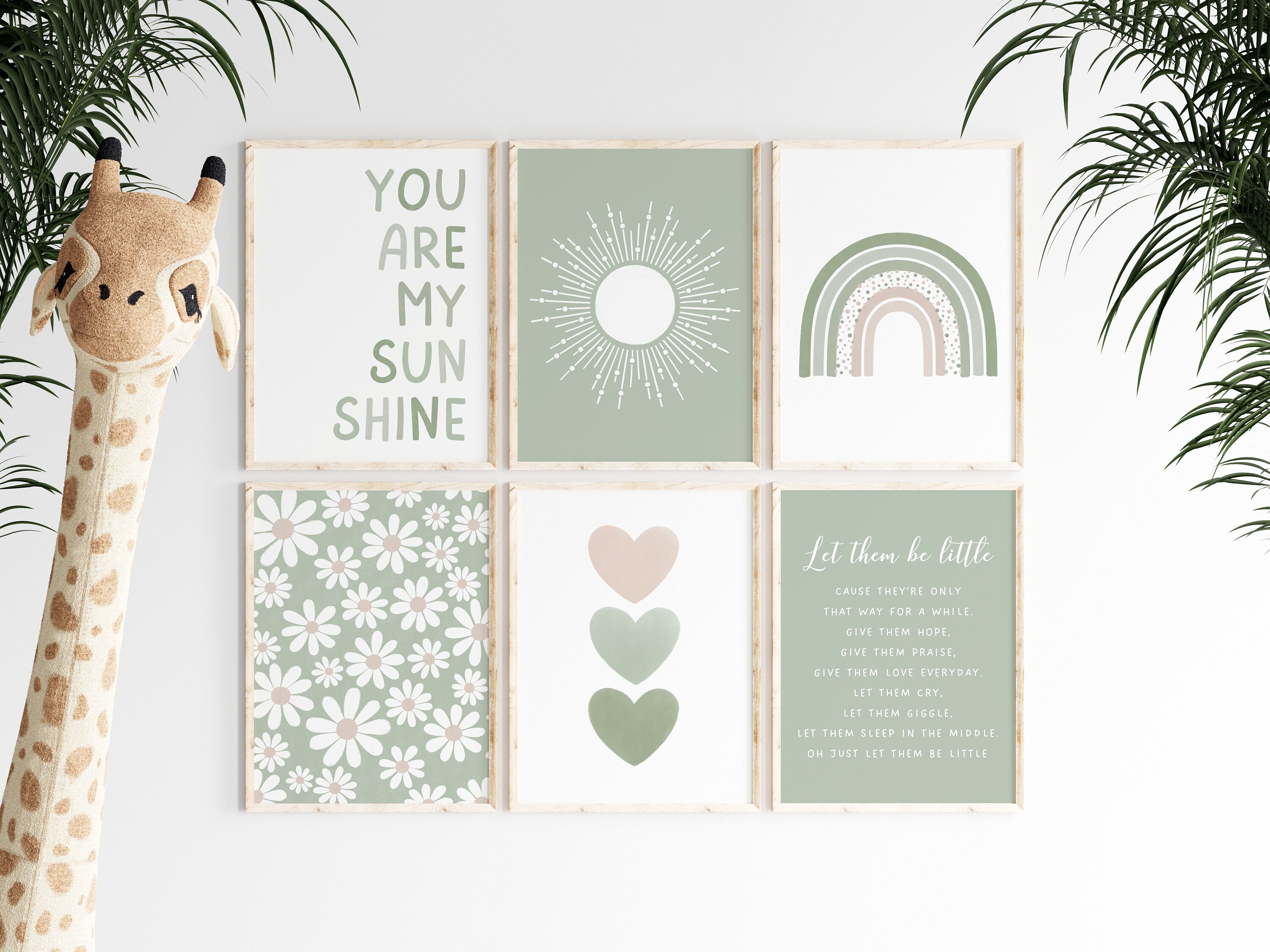 Set of 6 Sage Green Nursery Decor Wall Art Prints Boho Print - Etsy UK
