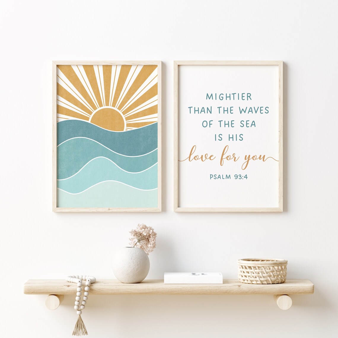 Mightier Than the Waves of the Sea Bible Verse Nautical Decor Nursery ...